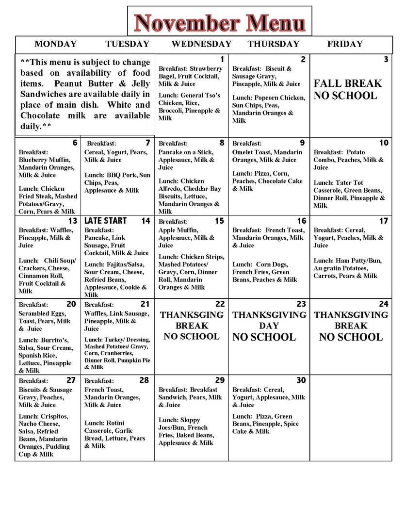 Fullerton Public Schools - Lunch Menu